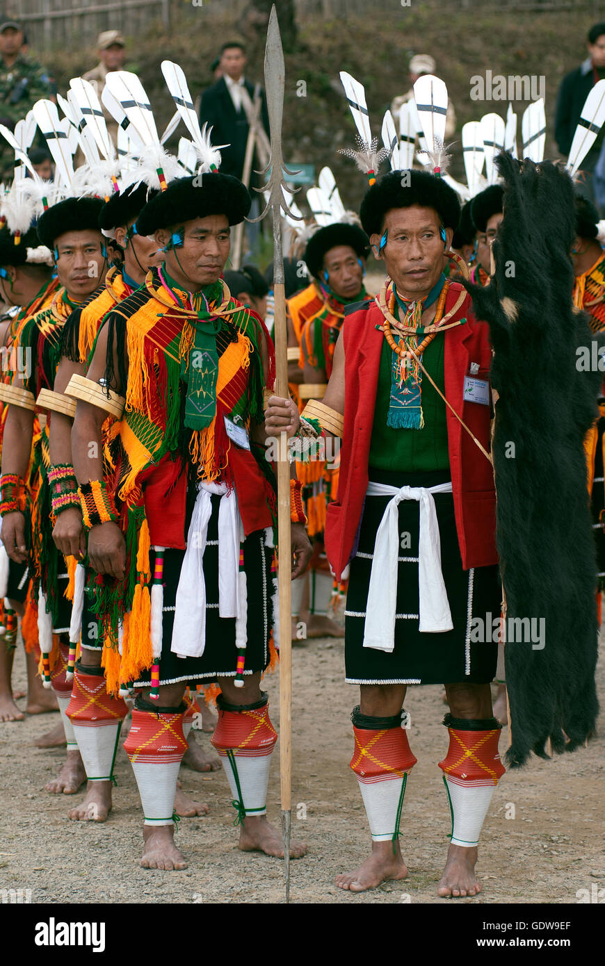 The image of Angami Naga tribe man at Hornbill festival, Nagaland, Inda ...