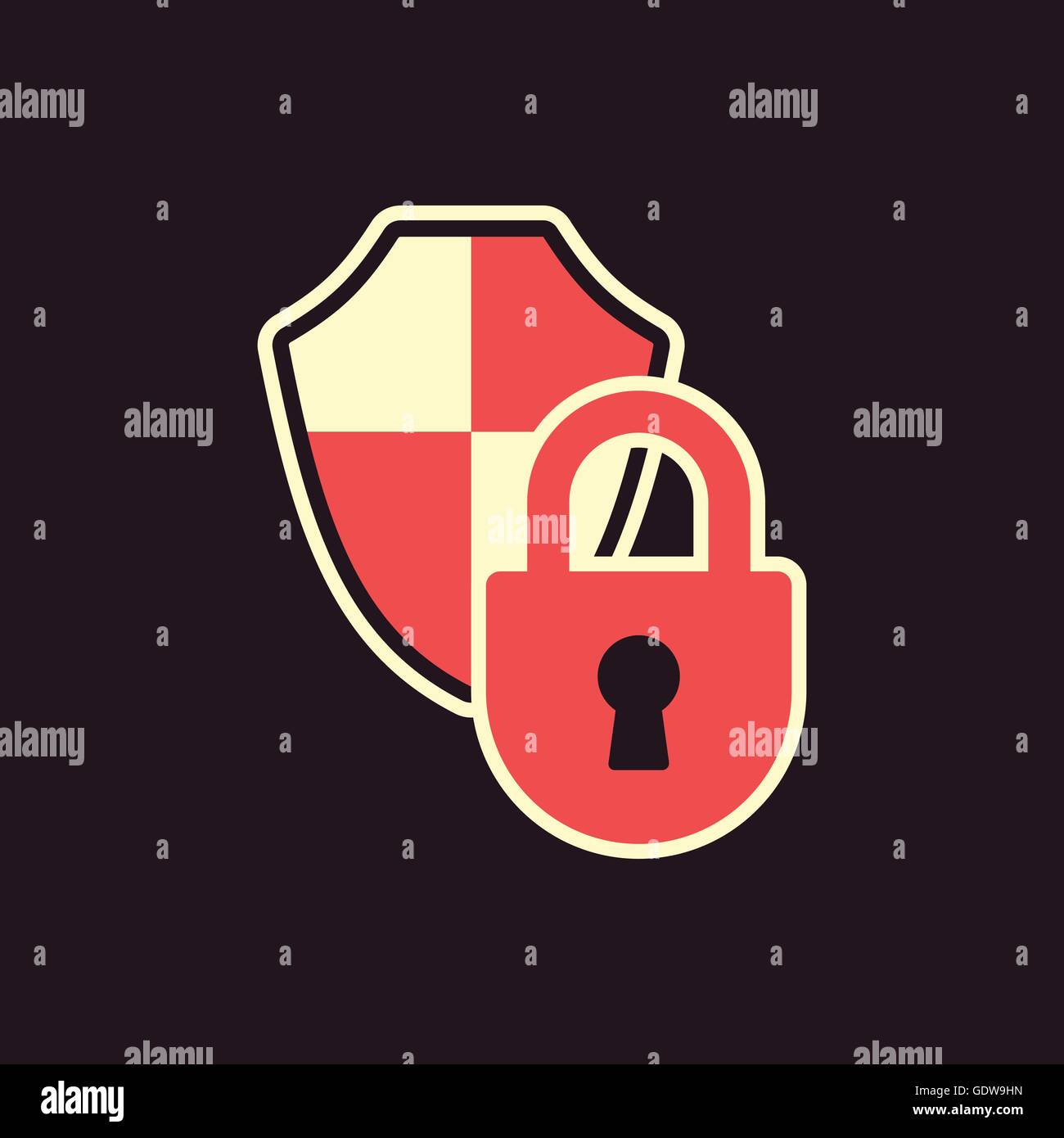 padlock protection shield security symbol abstract vector illustration ...