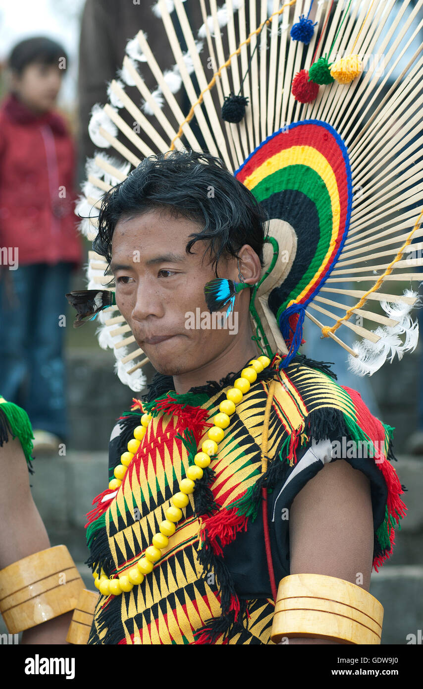 Angami tribes men performing in nagaland hi-res stock photography and images - Alamy