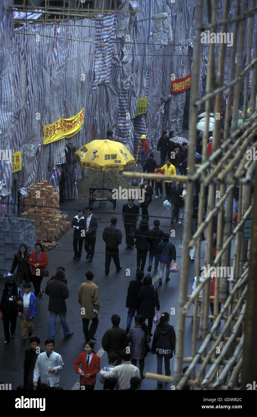 a street in the city of Canton or Guangzhou in the north of Hongkong in ...
