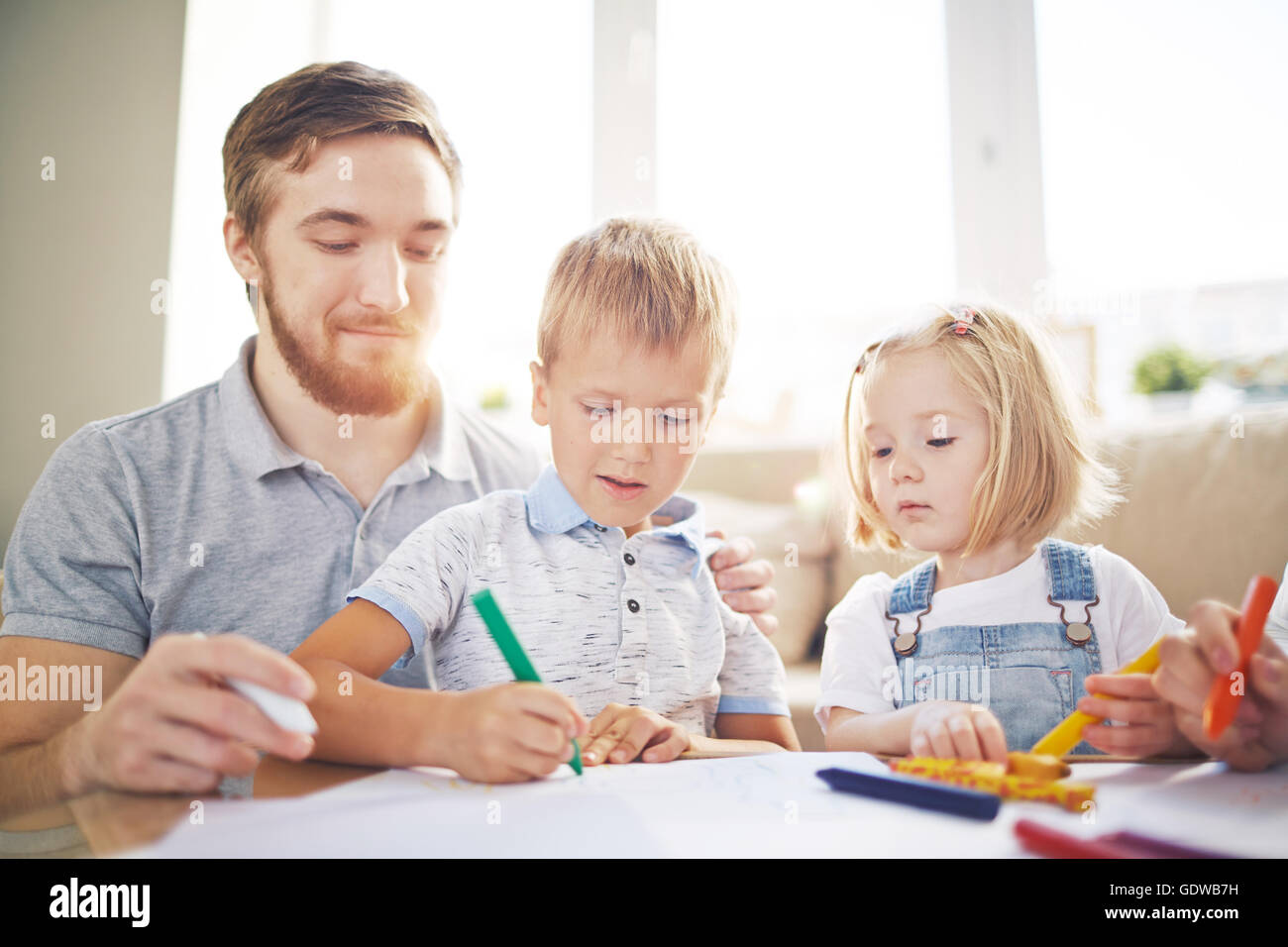 Drawing at home Stock Photo - Alamy
