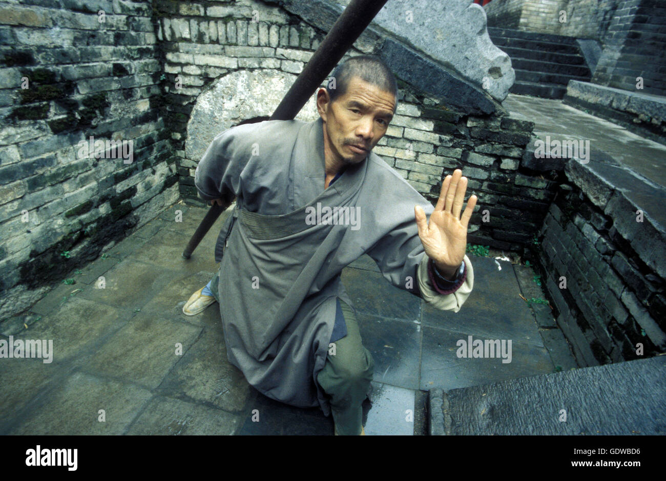 Shaolin monk at the Shaolin monestry in the town of Shaolin in the ...