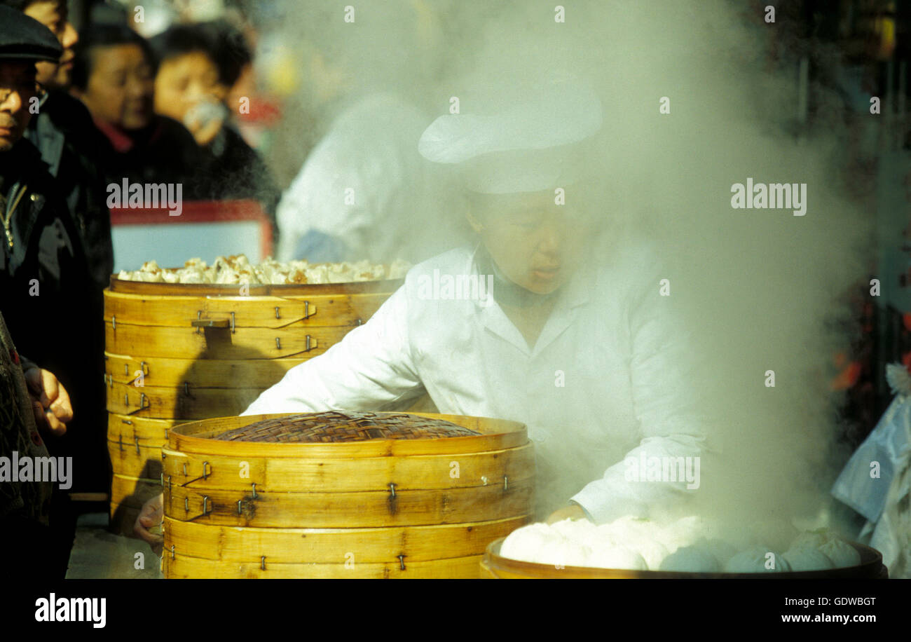 a chinese food stall in the City of Shanghai in china in east asia ...