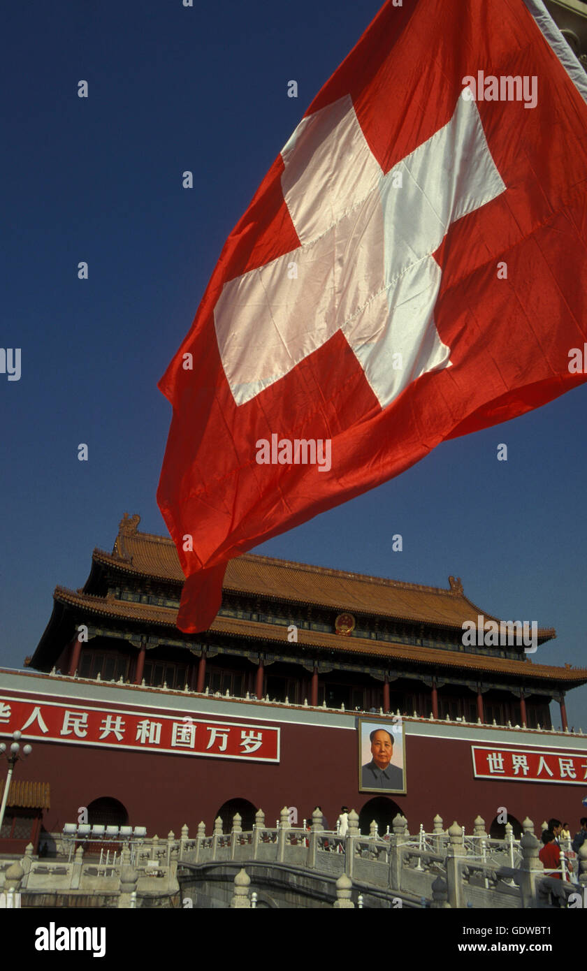 at swiss falg at a gouvernment visit at the forbidden city in the city ...