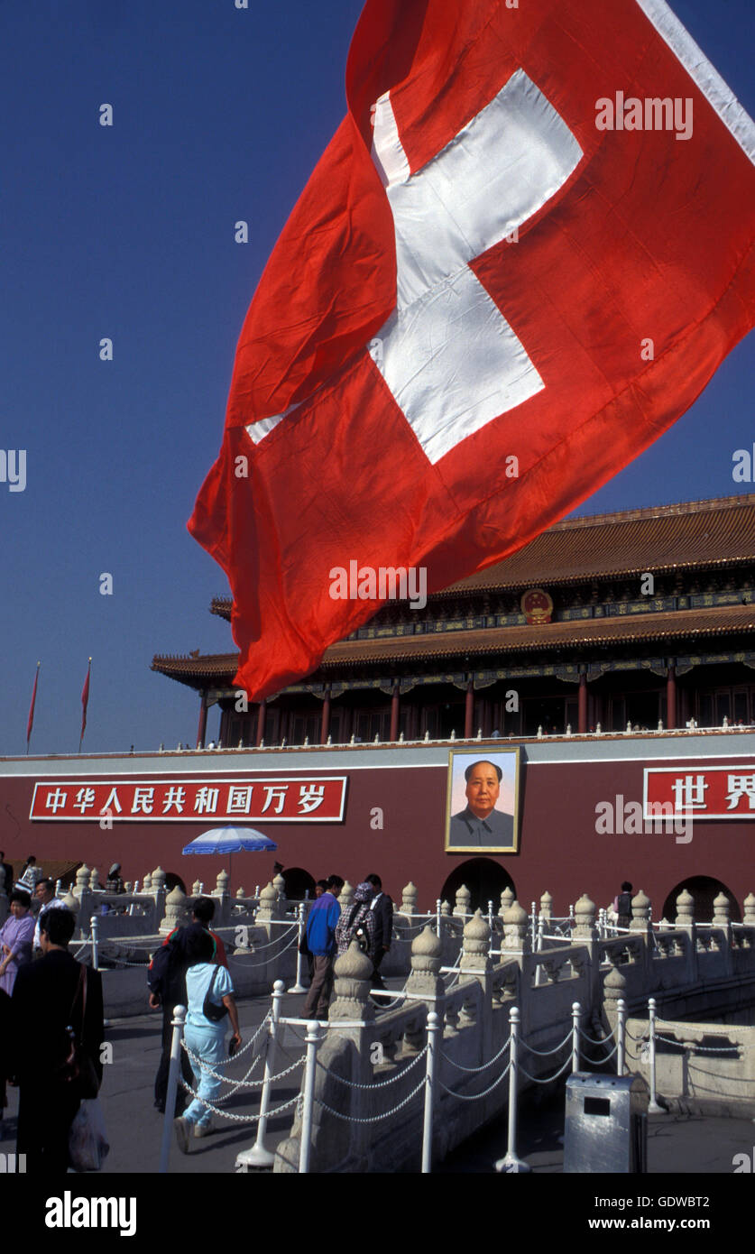 at swiss falg at a gouvernment visit at the forbidden city in the city ...