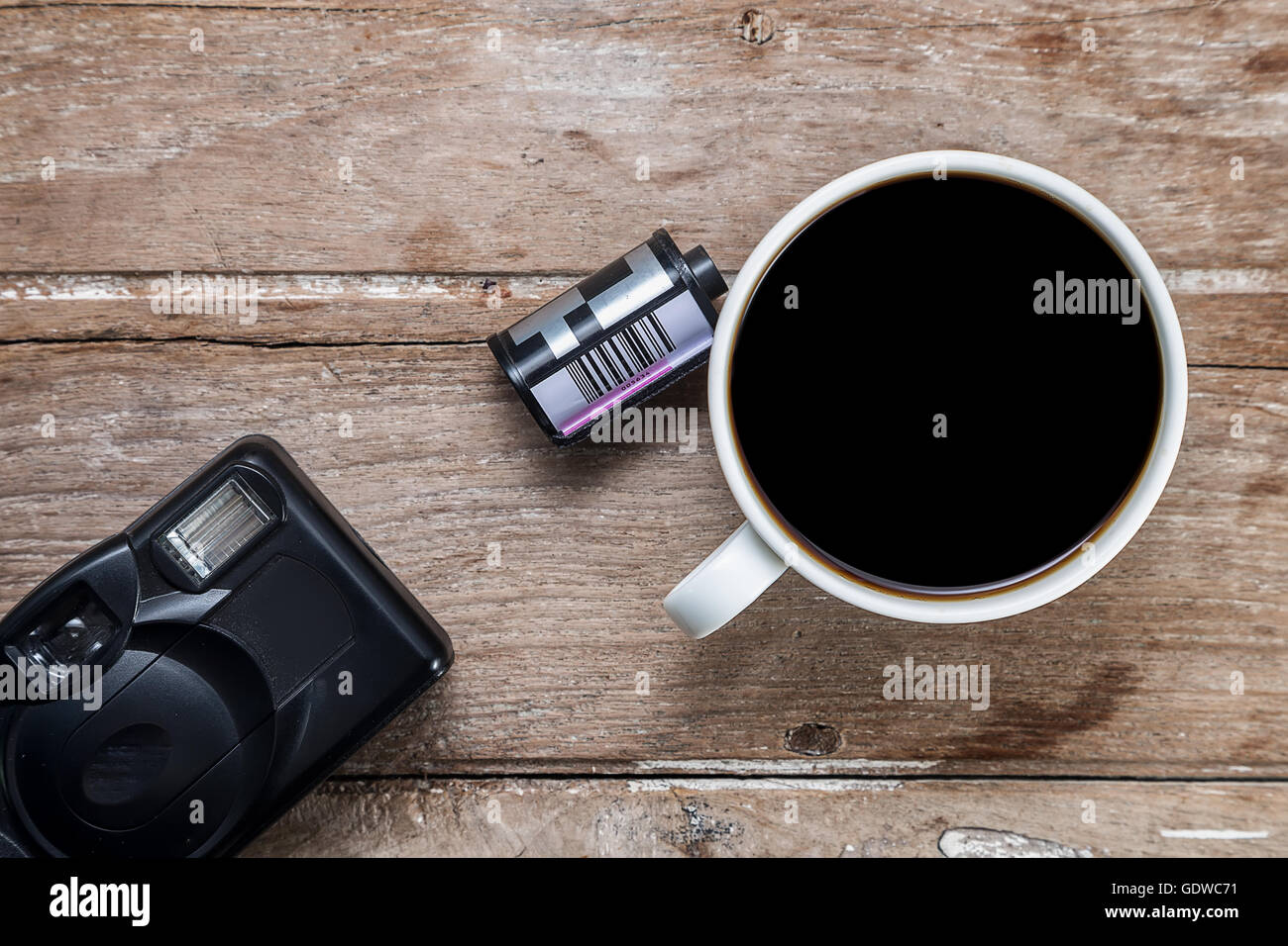 coffee with retro camera Stock Photo - Alamy