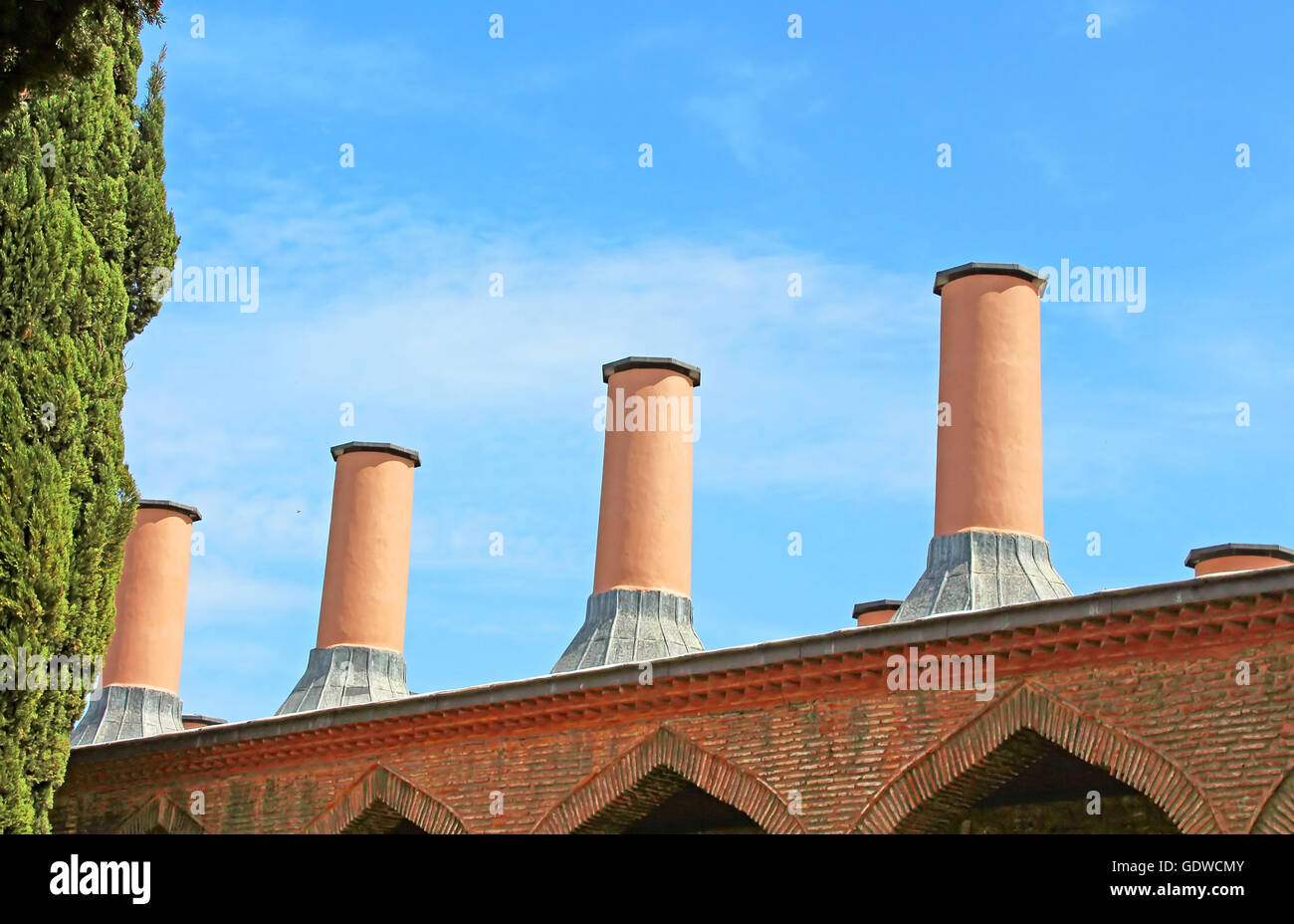 Chimneys on Sultan's kitchen at Topkapi palace in Istanbul, Turkey ...