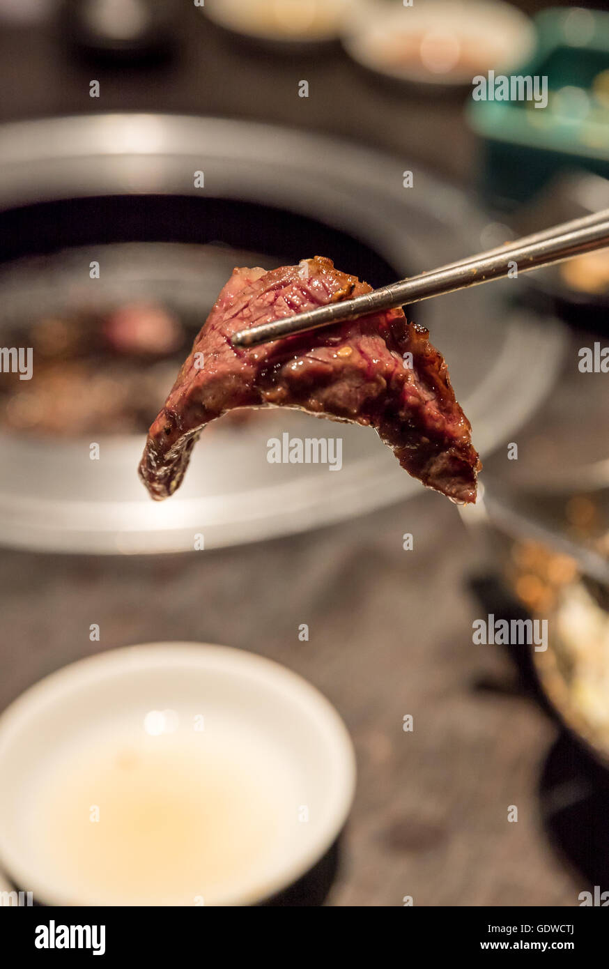 grilled Japanese wagyu kalbi rib meat BBQ yakiniku Stock Photo - Alamy