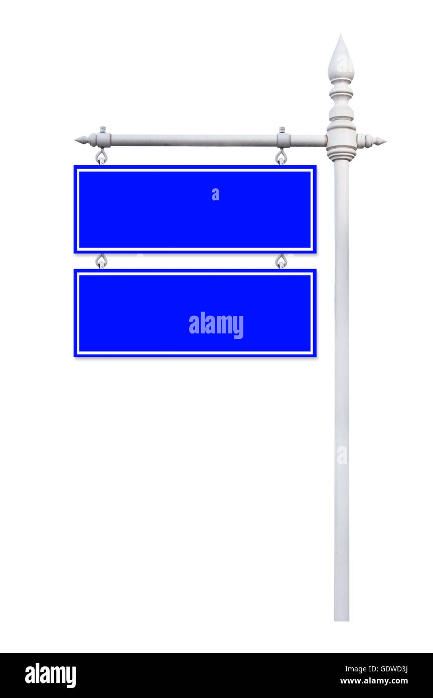 blue signboard isolated on white Stock Photo - Alamy