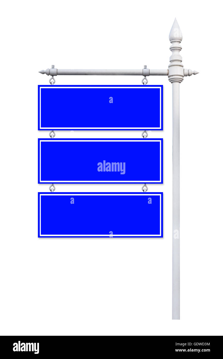 blue signboard isolated on white Stock Photo - Alamy