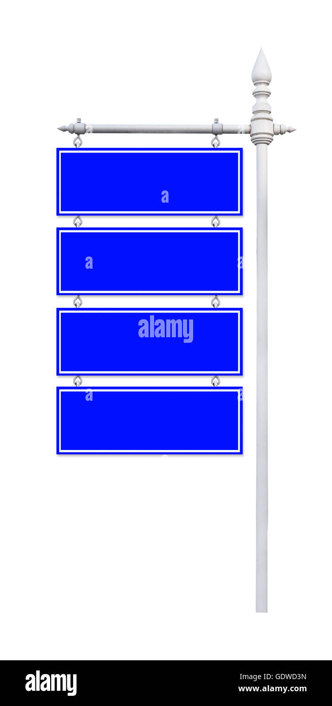 blue signboard isolated on white Stock Photo - Alamy