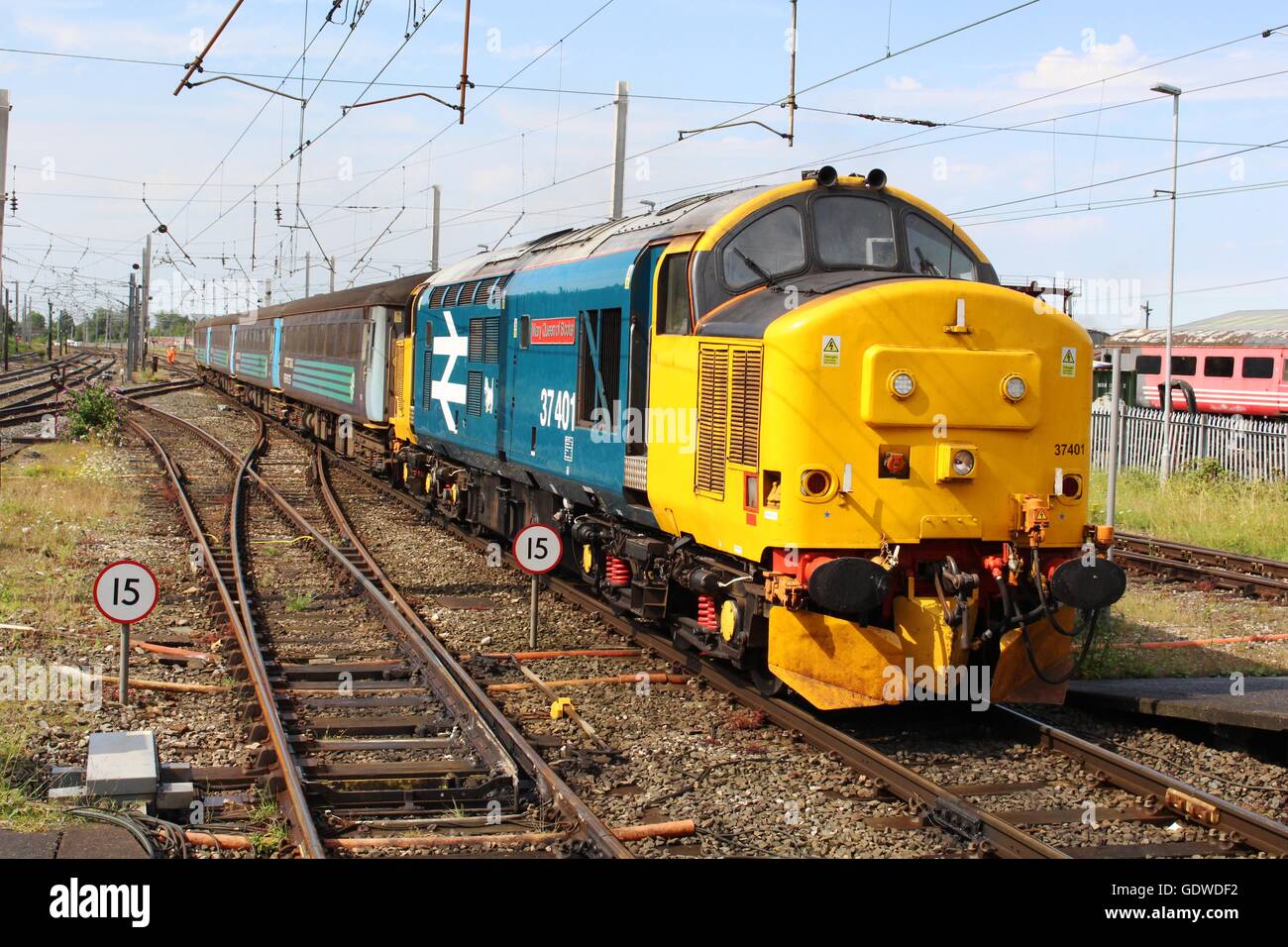 Class 37 diesel-electric locomotive in British rail large logo livery ...
