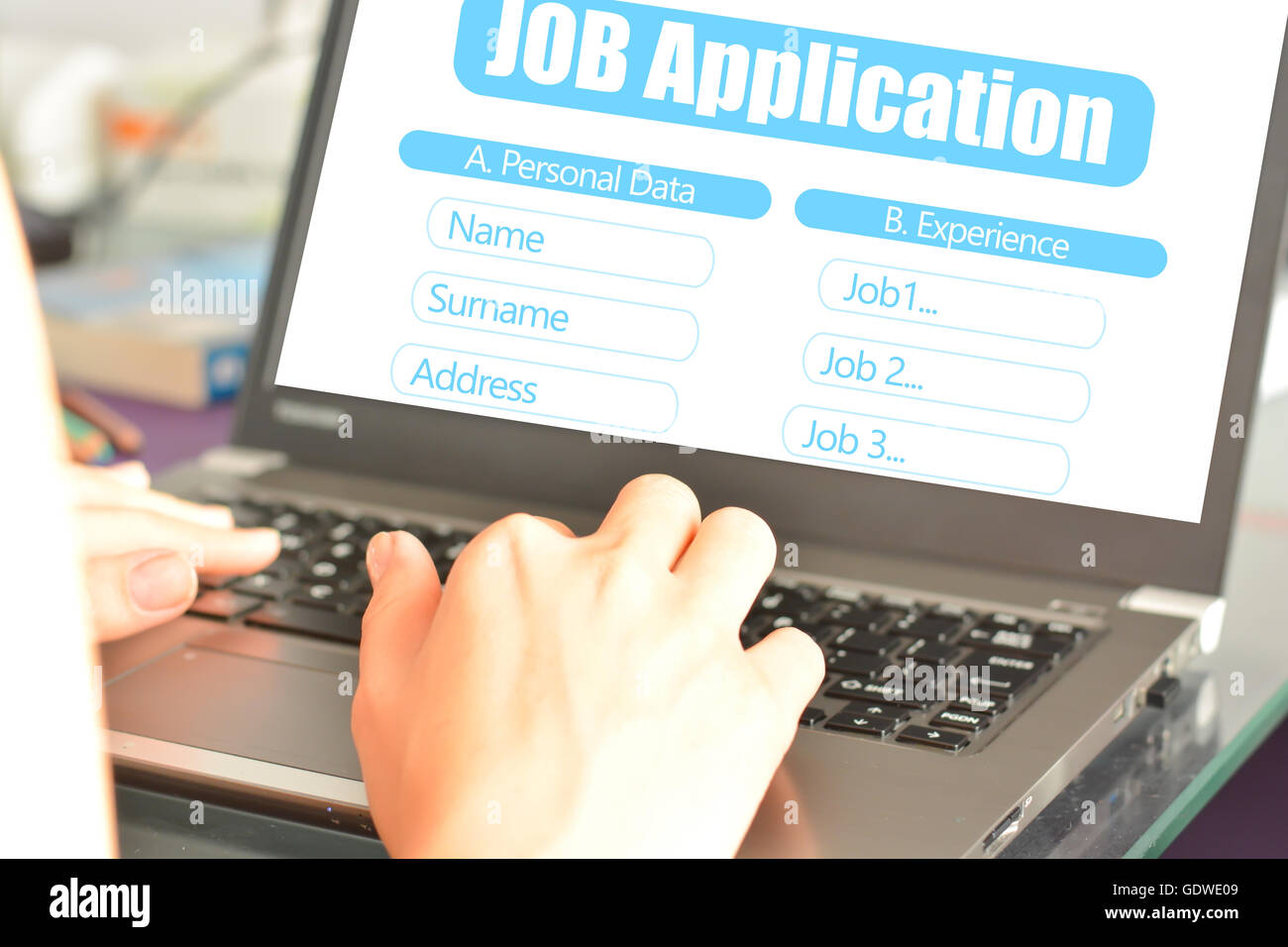 Job application online platform to search for a new work place Stock ...