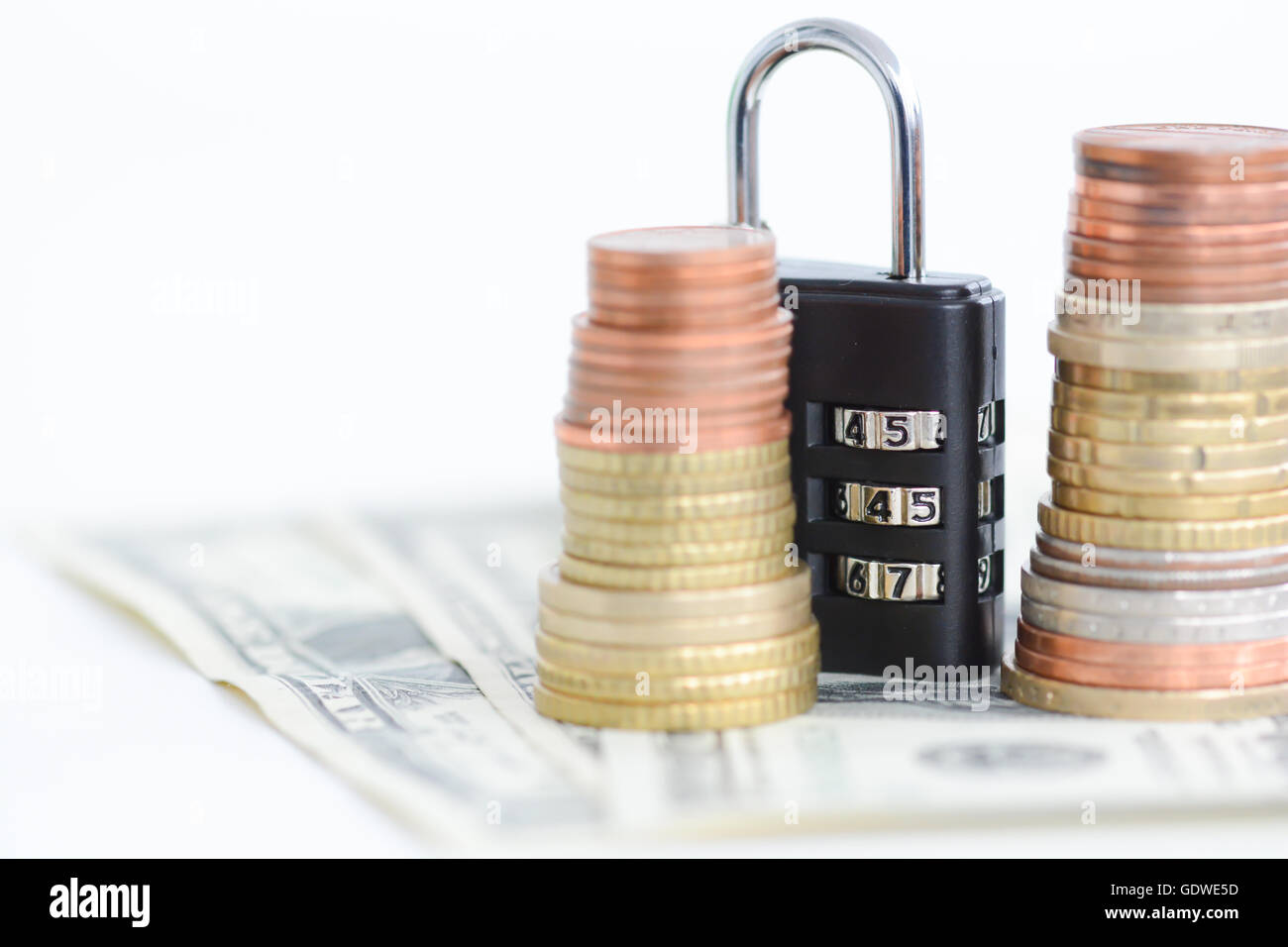 Secure your savings concept with cipher lock and money Stock Photo - Alamy