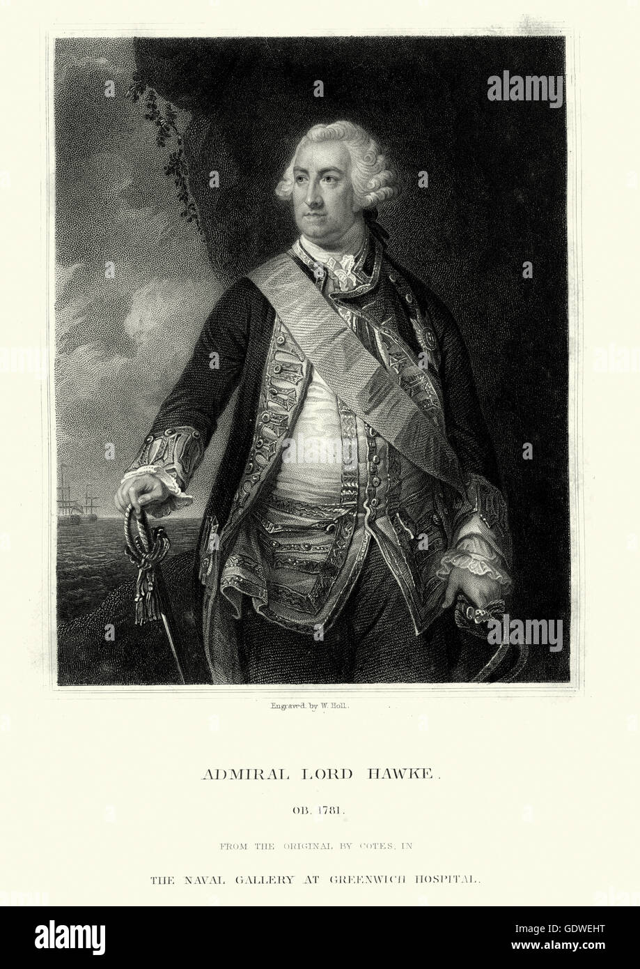 Portrait of Edward Hawke, 1st Baron Hawke a Royal Navy Admiral. Hawke ...