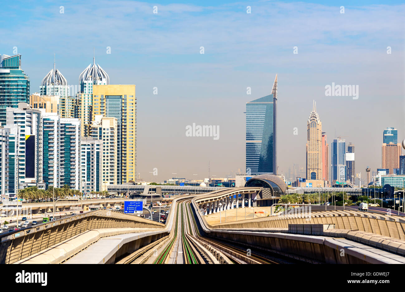 Metro line in Jumeirah district of Dubai, UAE Stock Photo - Alamy
