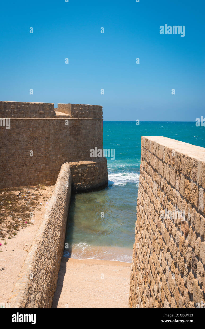 Israel Akko Acre sea wall promenade detail of ruins Burj al-Karim aka ...