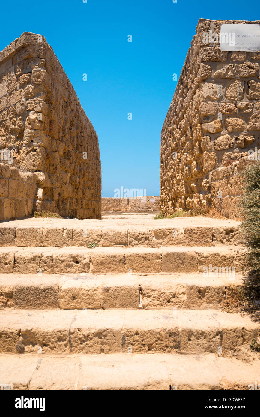 Israel Akko Acre sea wall promenade detail of ruins Burj al-Karim aka ...