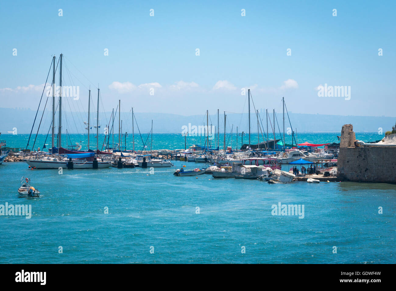 Israel Akko Acre harbour port entrance Stock Photo - Alamy