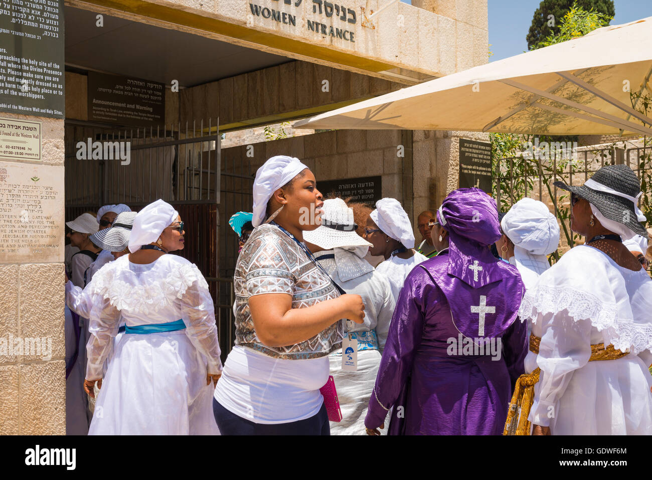 Israel Jerusalem Old City black African American tourists queuing at ...