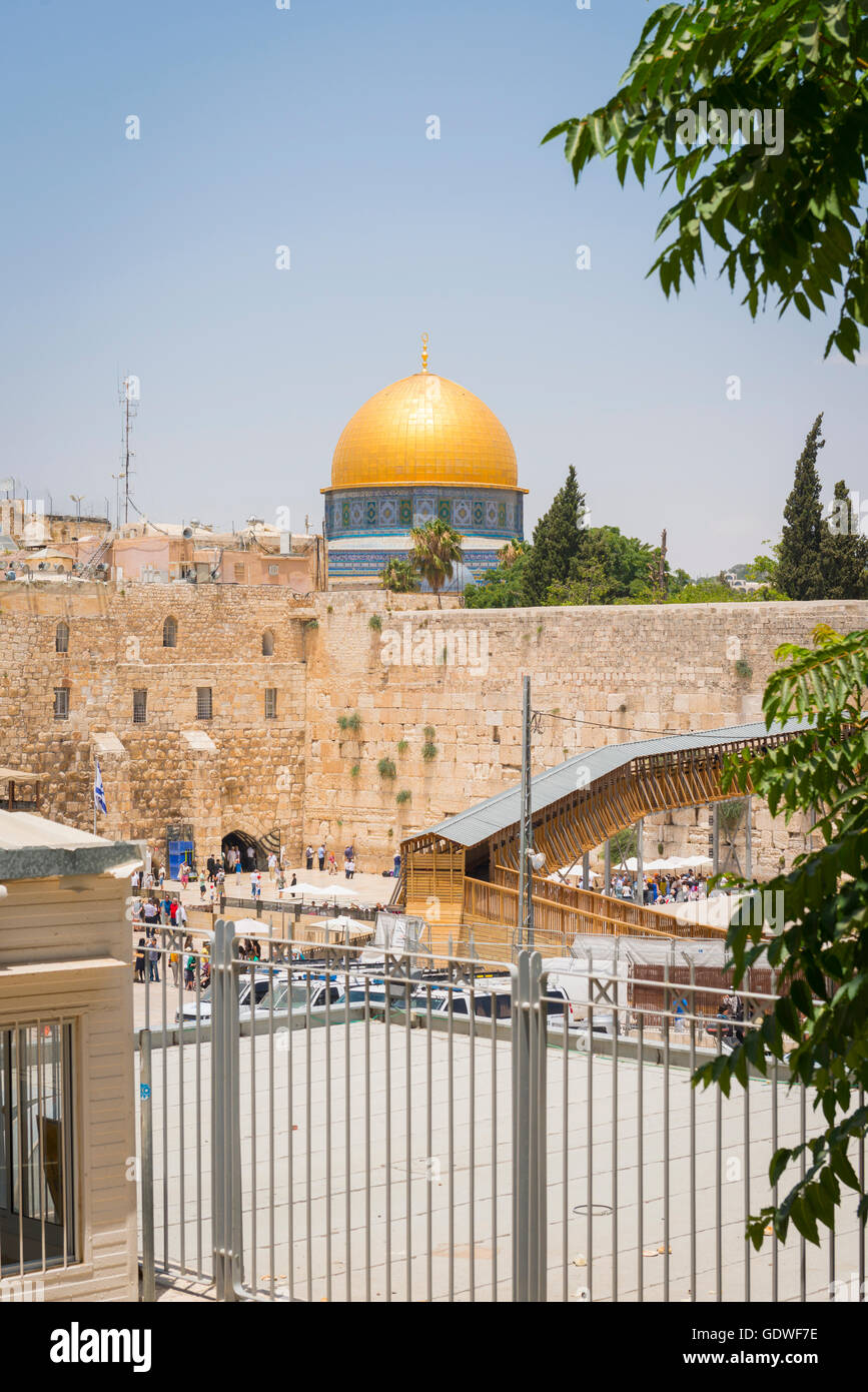 Israel Jerusalem Old City Jewish Quarter view of Western Wailing Wall ...