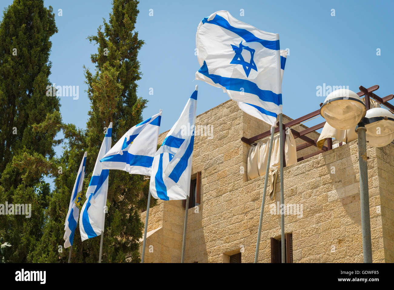 Israel Jerusalem Old City Jewish Quarter Hurva Square Israeli flags ...