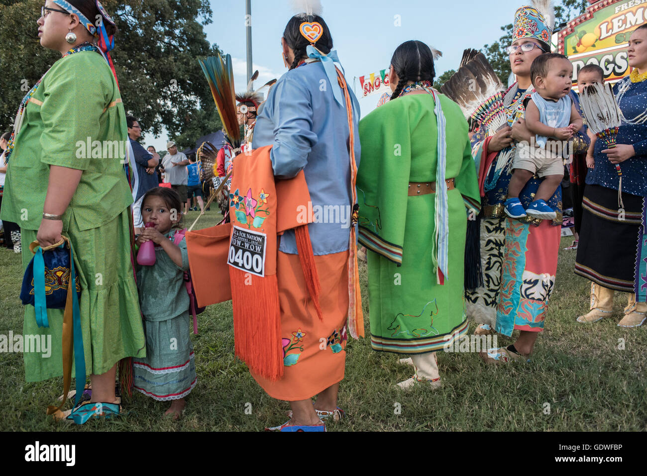 Native American women dancers performing during Sac & Fox nation Pow ...