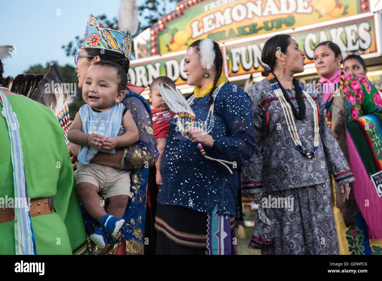 Native American women dancers performing during Sac & Fox nation Pow ...