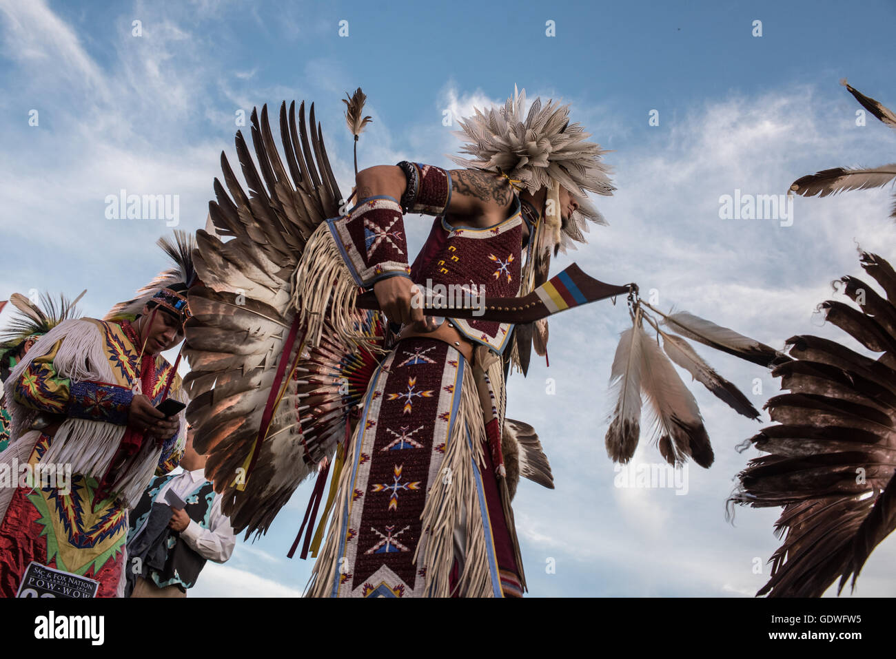 Native American dancers performing during Sac & Fox nation Pow-wow ...