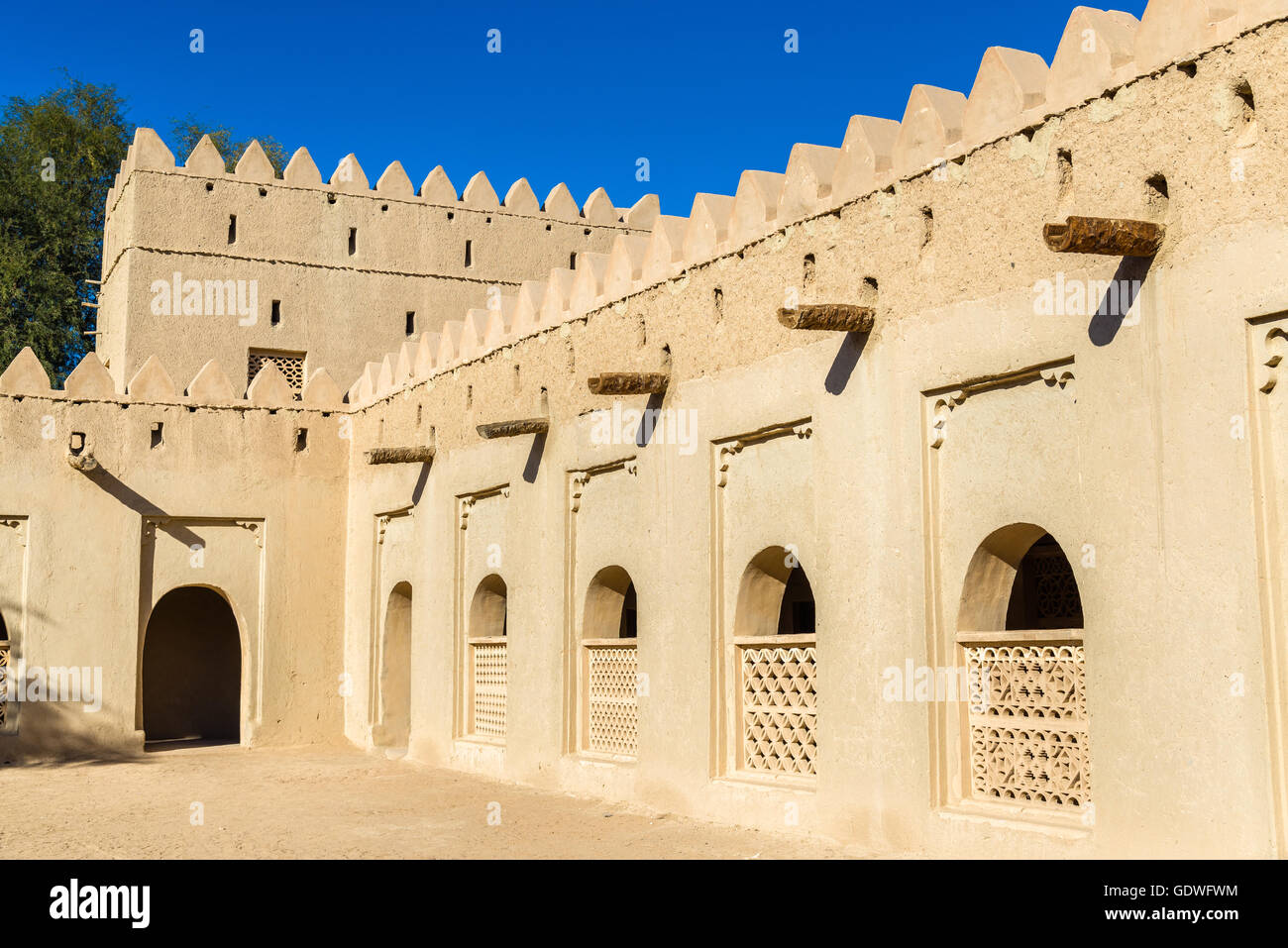 Walls of Al Jahili Fort in Al Ain, UAE Stock Photo - Alamy