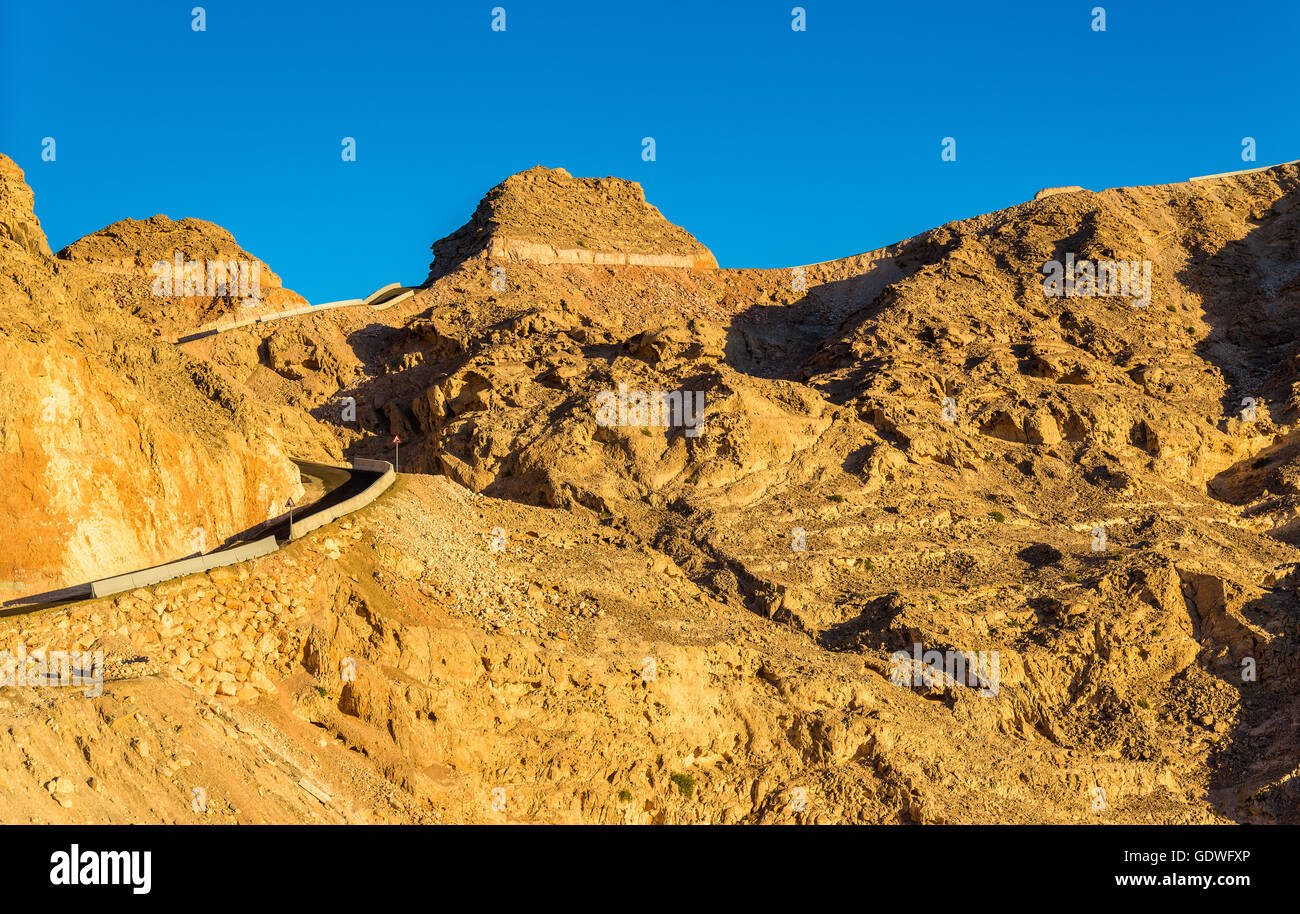 Road to the top of Jabel Hafeet mountain on the border between U Stock ...