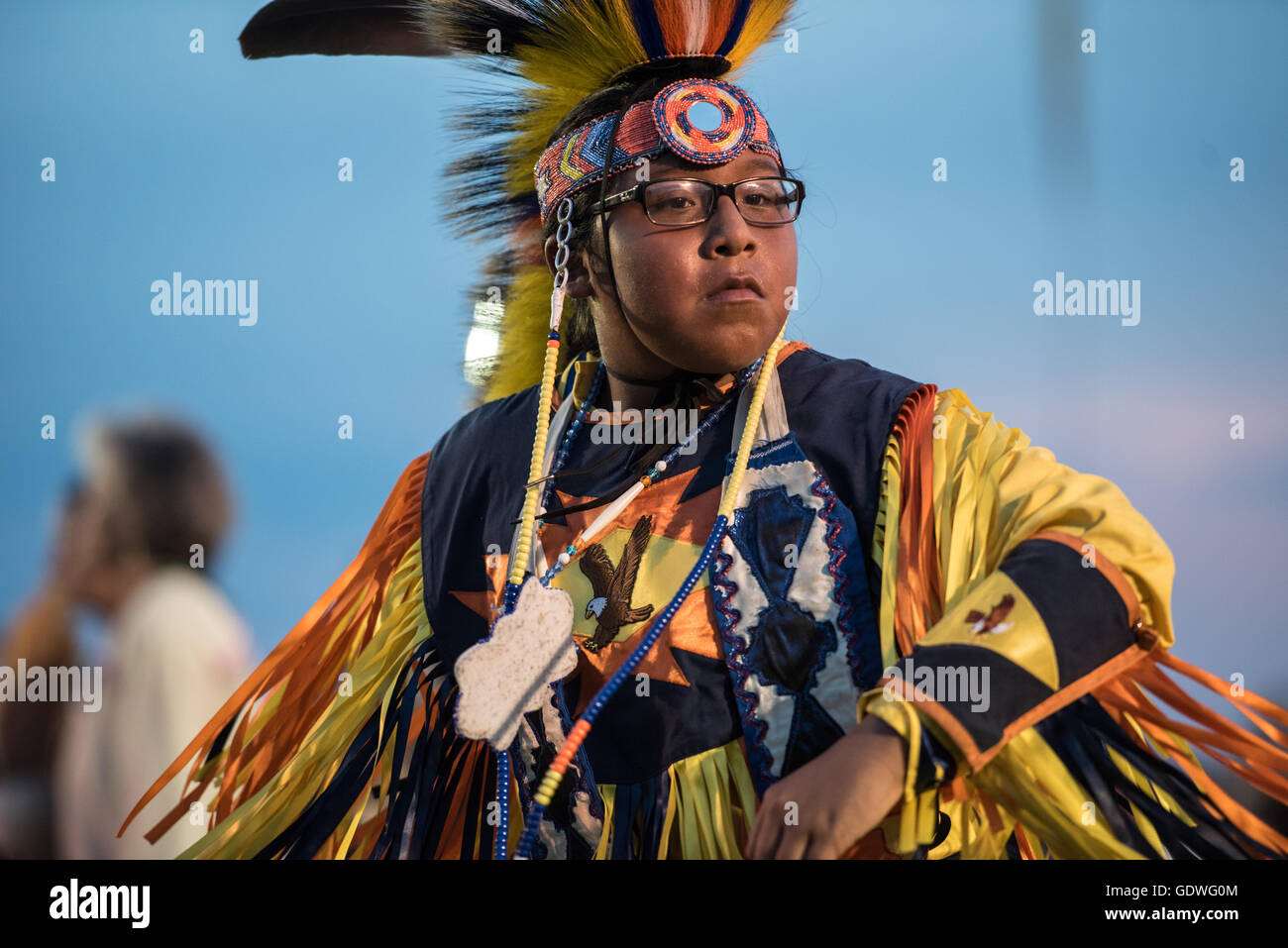 Native American dancers performing during Sac & Fox nation Pow-wow ...