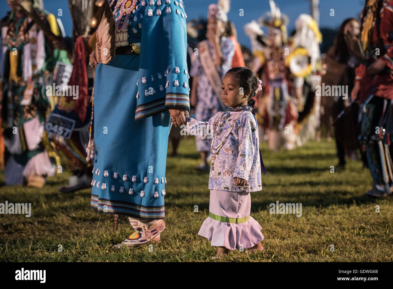Native American women dancers performing during Sac & Fox nation Pow ...