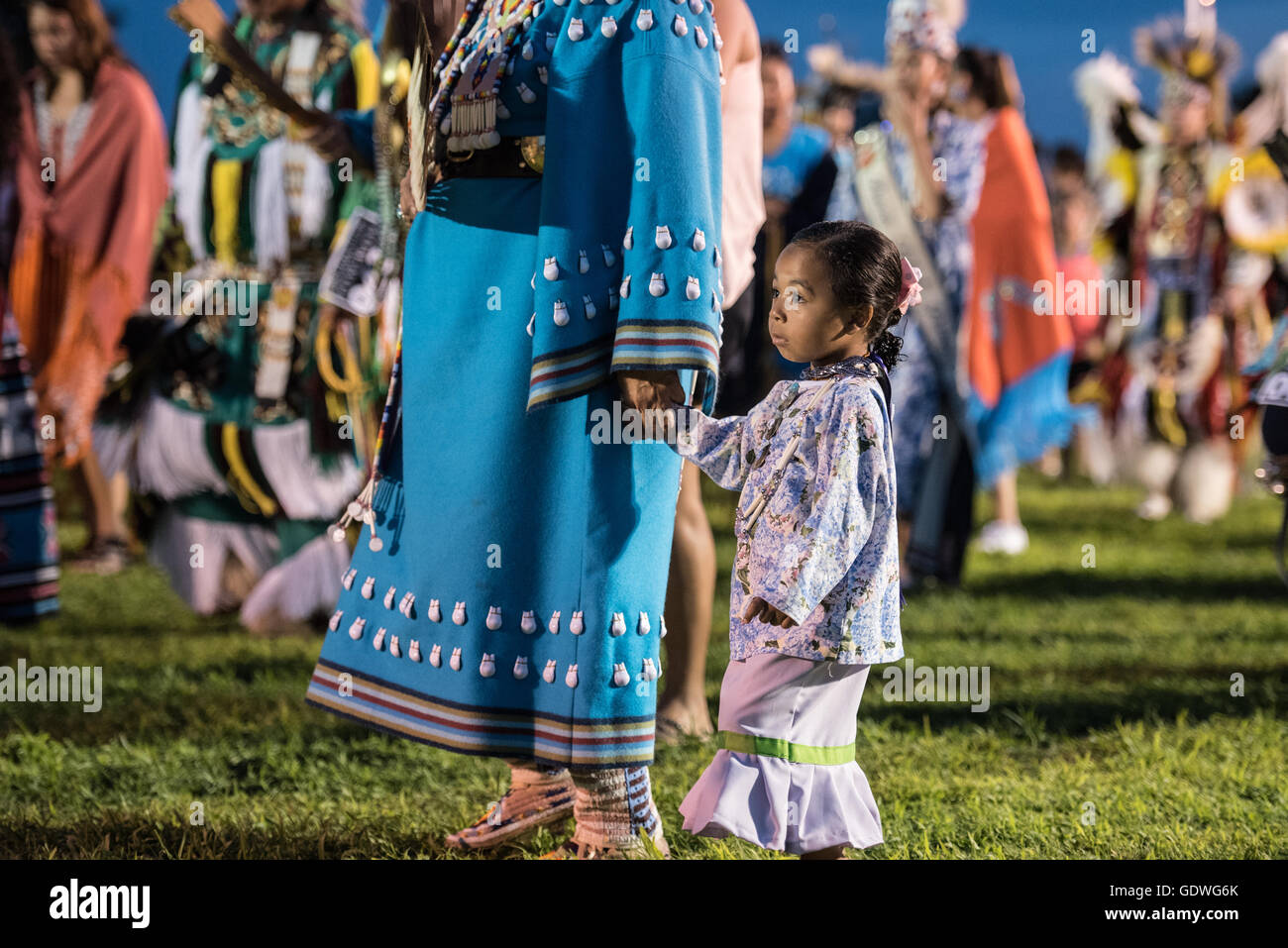 Native American women dancers performing during Sac & Fox nation Pow ...