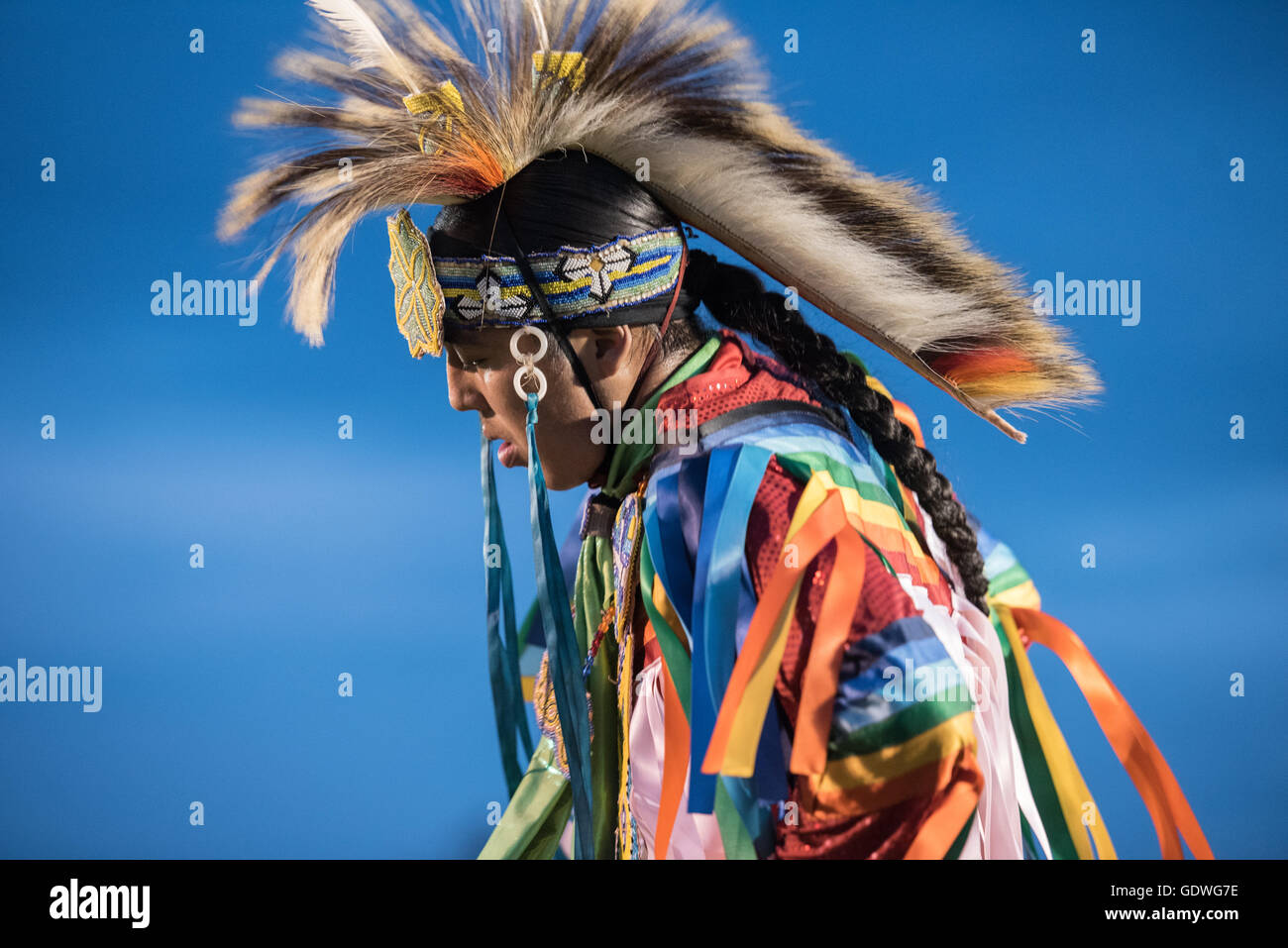 Native American dancers performing during Sac & Fox nation Pow-wow ...