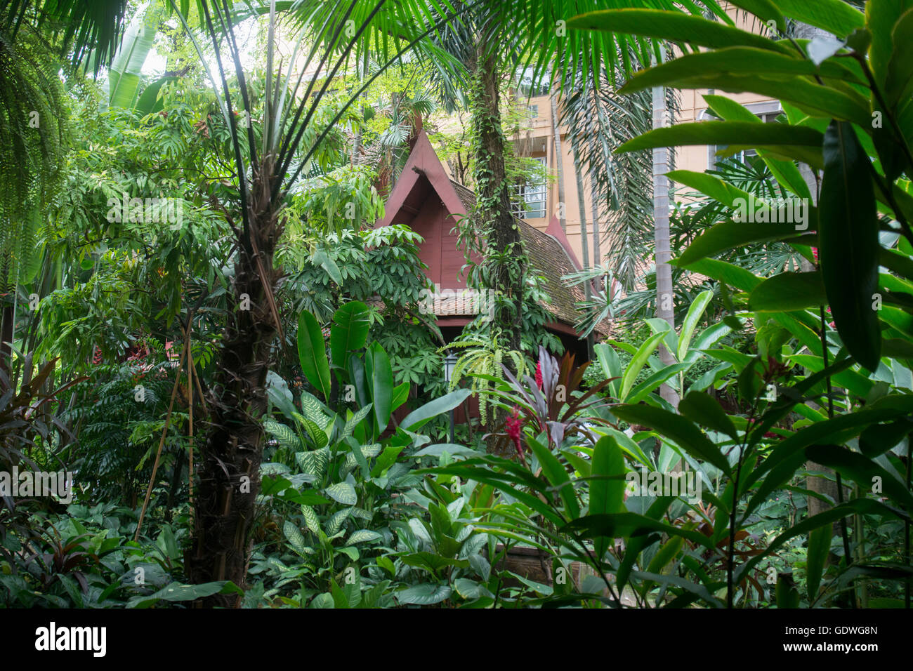 the Jim Thompson House with the garden near the Siam Square in the city ...