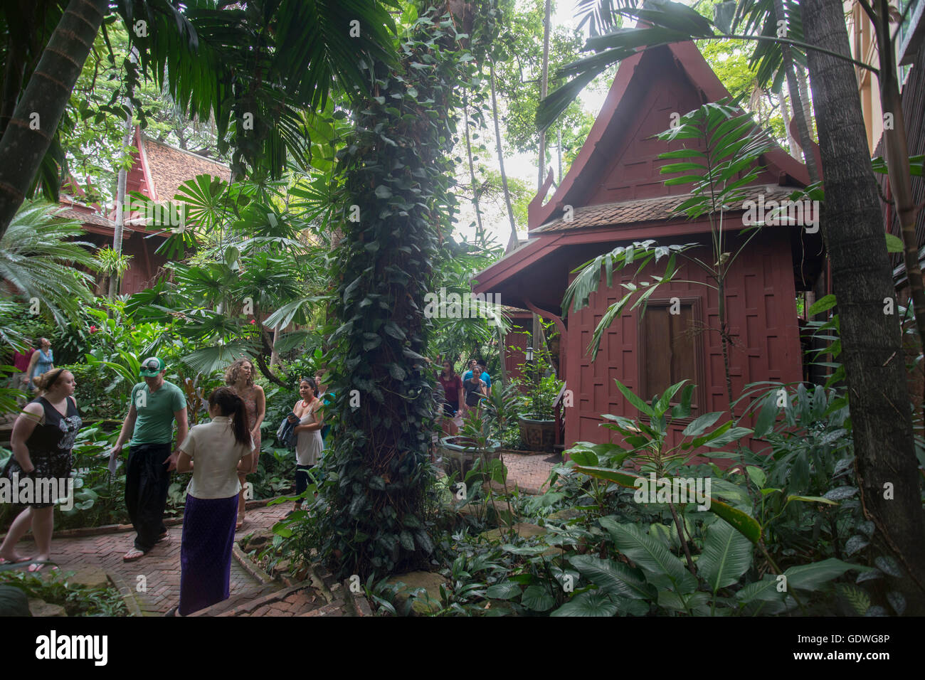 the Jim Thompson House with the garden near the Siam Square in the city ...