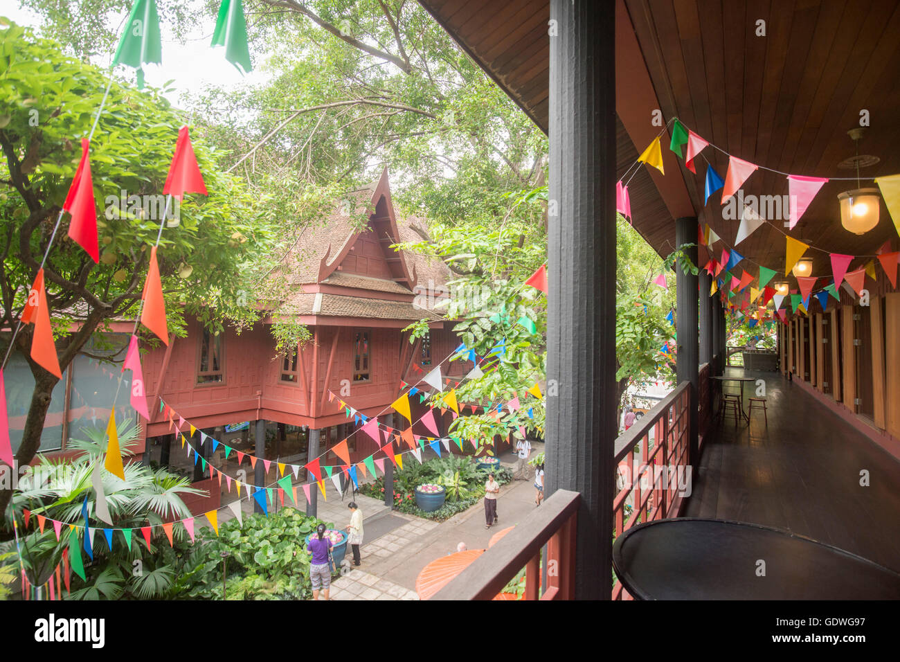 the Jim Thompson House with the garden near the Siam Square in the city ...