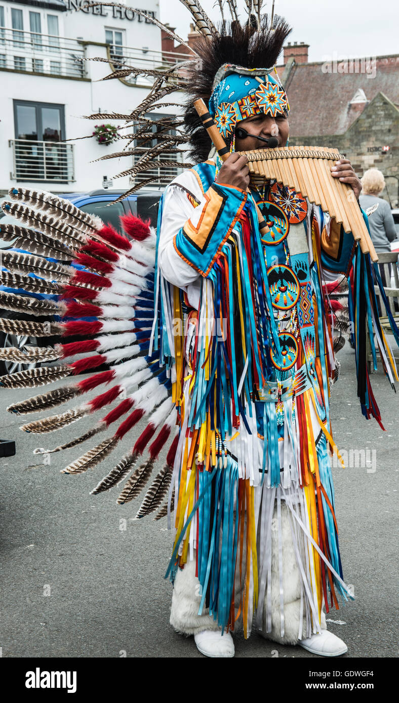 south-American Indian playing pan pipes in Whitby Yorkshire Ray Boswell ...