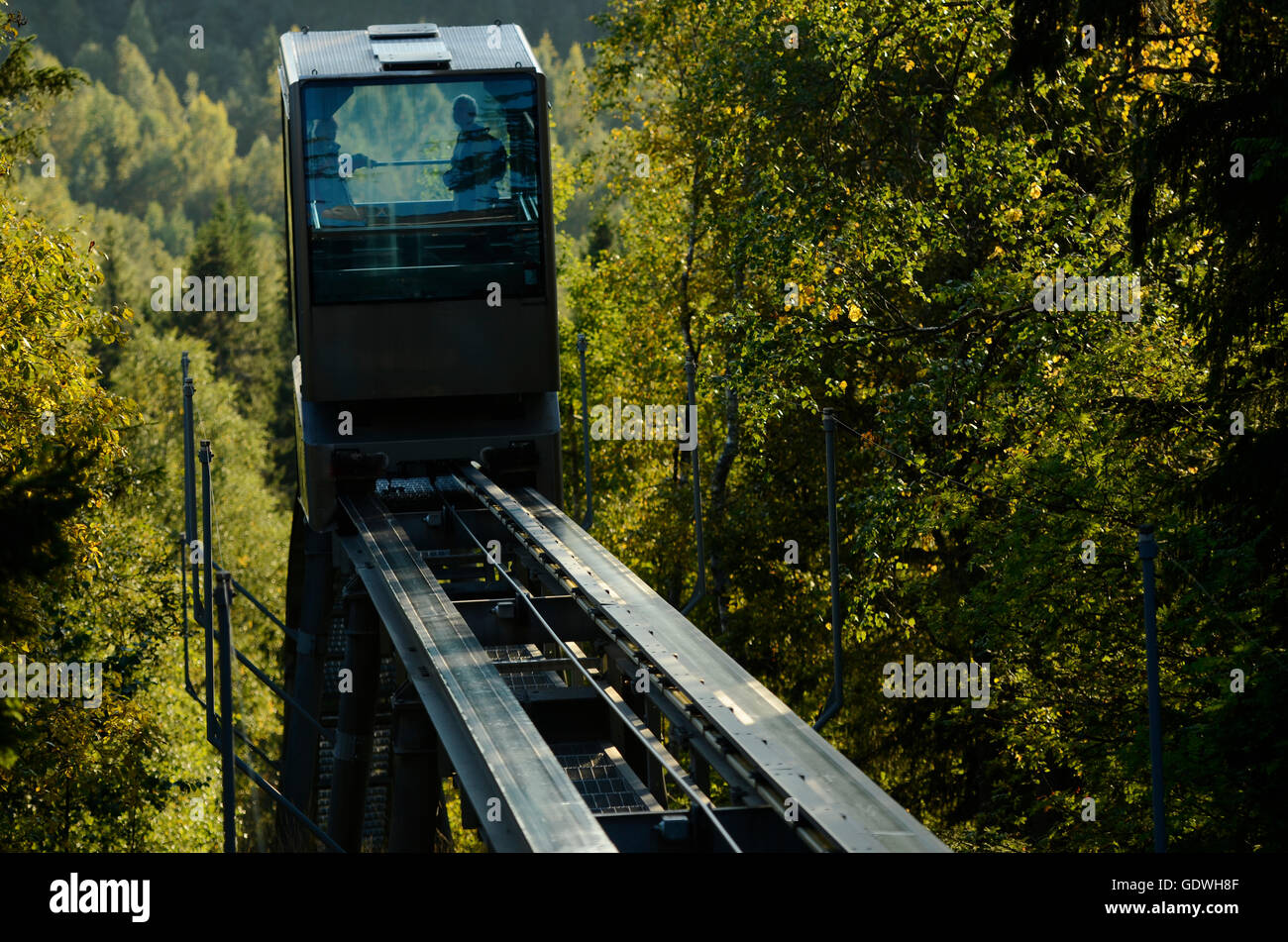 funicular railway over the autumn forest, horizontal Stock Photo - Alamy