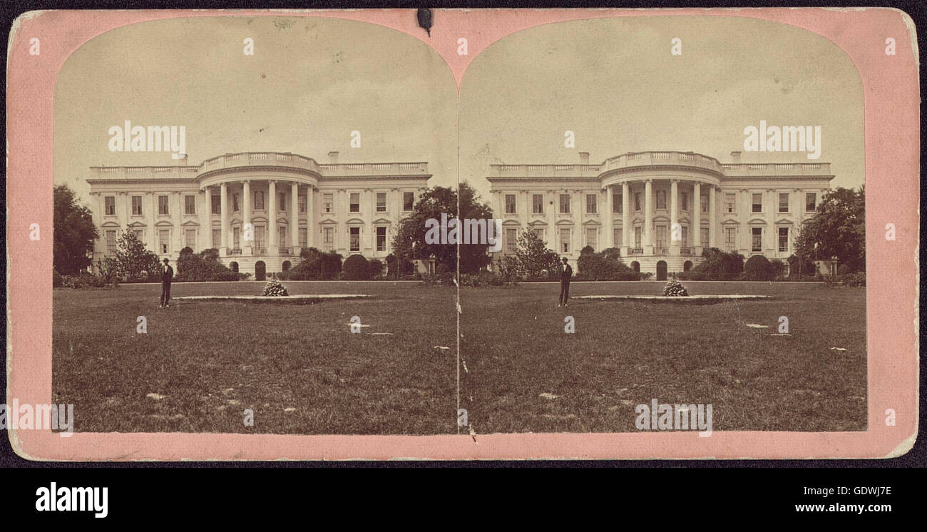 This photograph taken in 1869 shows a south view of the White House ...