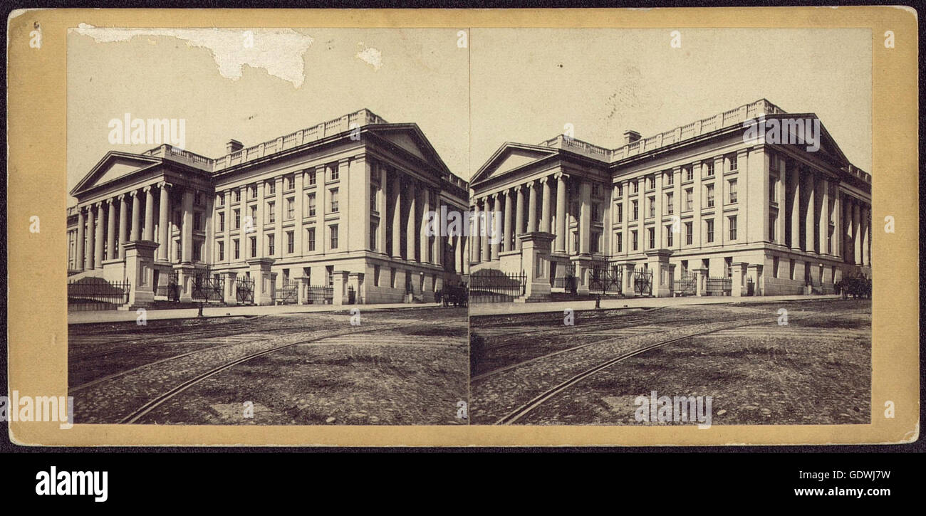 The U.S. Treasury Building is shown in 1866, reflecting the ...