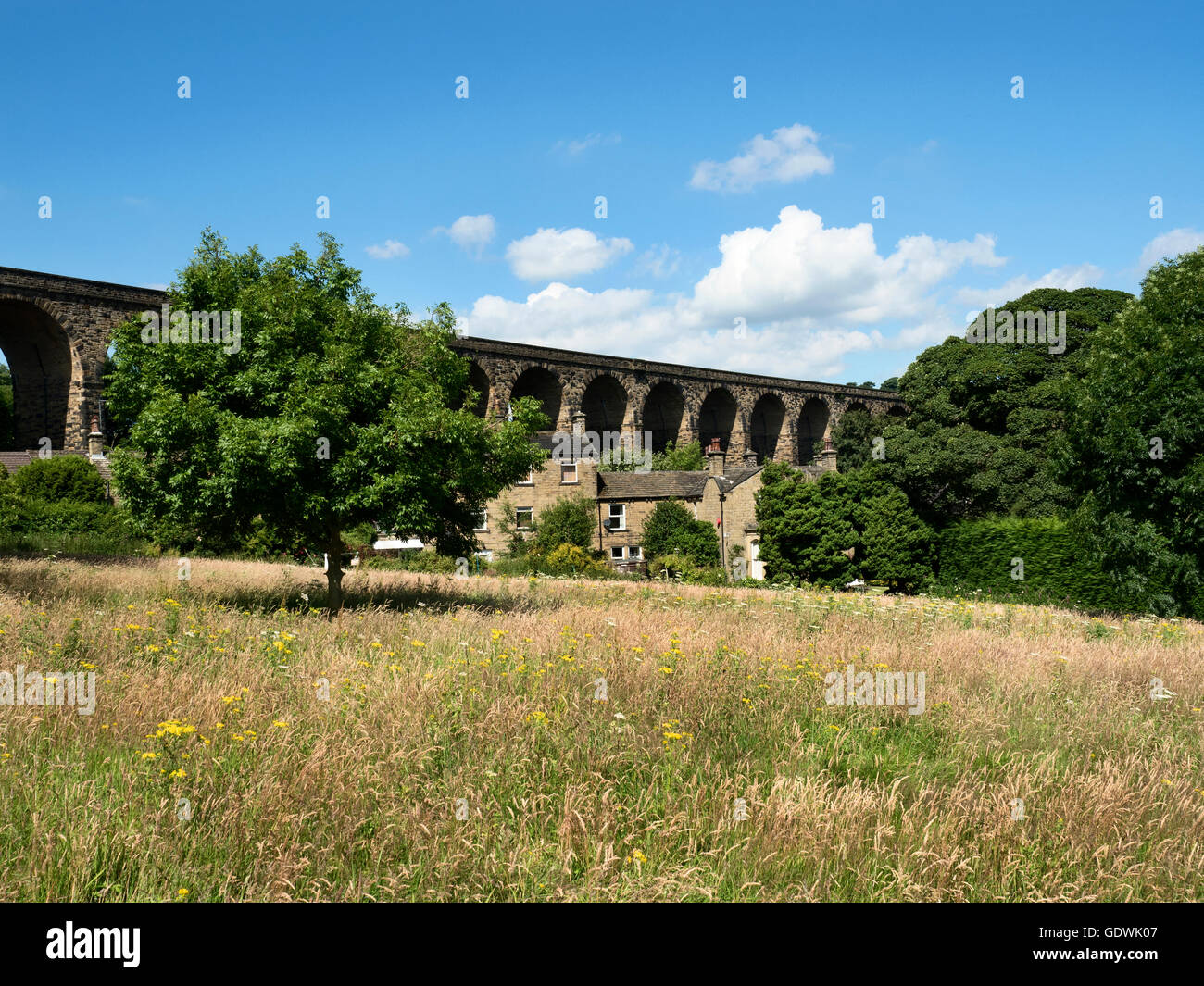 Denby Dale Railway Viaduct on the Penistone Line towers over Denby Dale ...