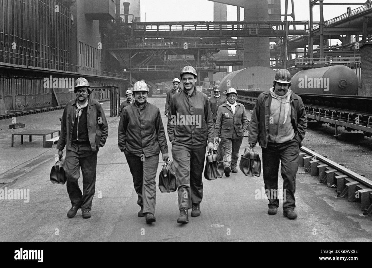 Coal mine workers shift change Black and White Stock Photos & Images ...