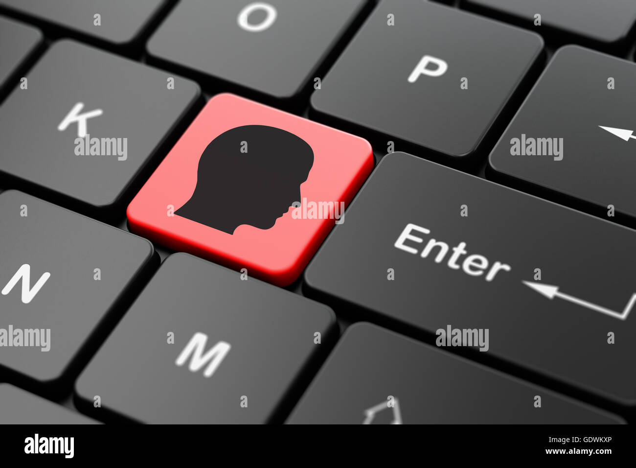 Data concept: Head on computer keyboard background Stock Photo - Alamy