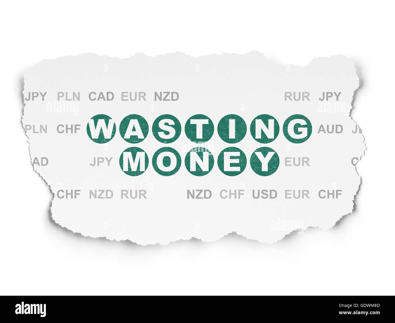 Currency concept: Wasting Money on Torn Paper background Stock Photo ...