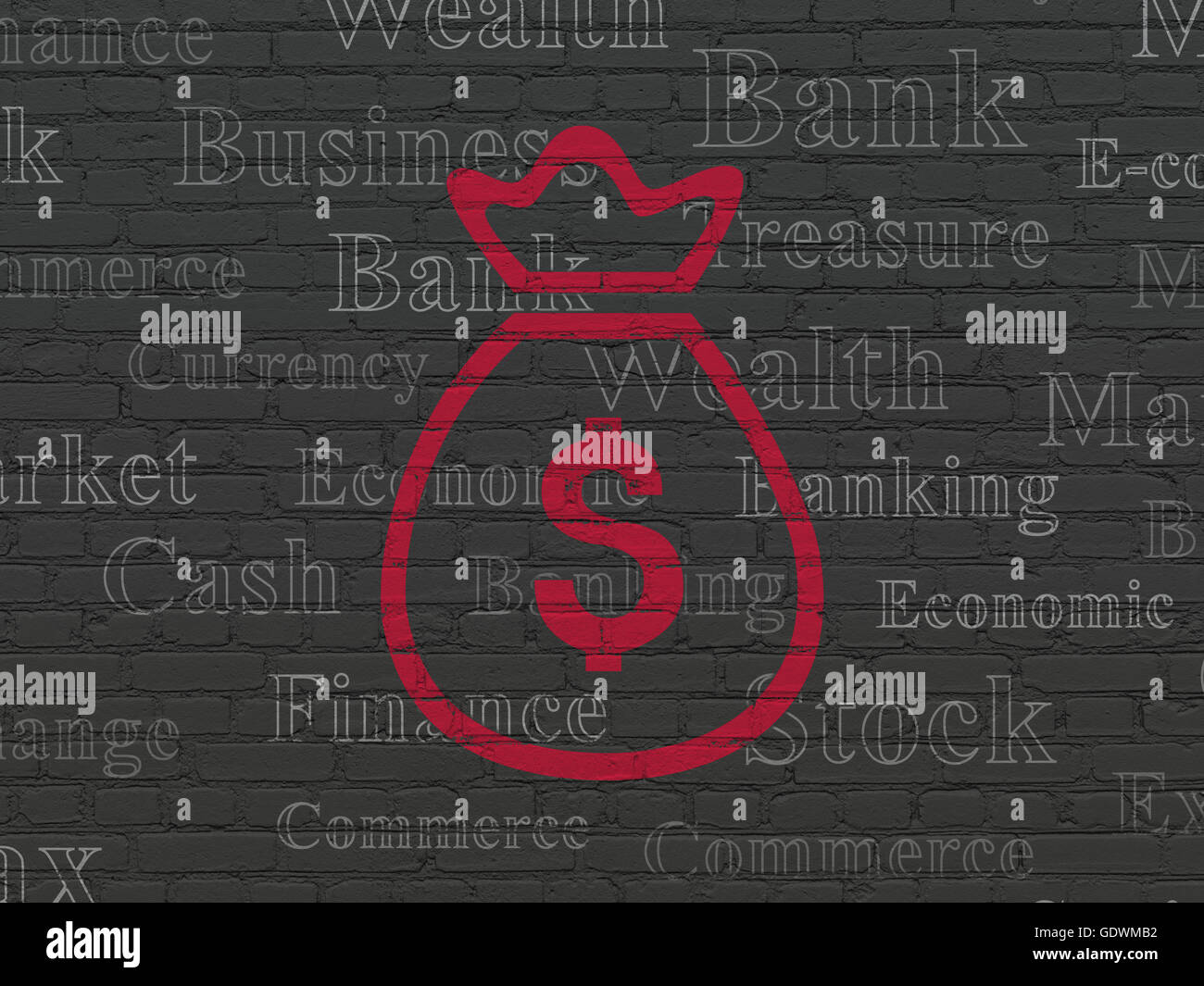 Currency concept: Money Bag on wall background Stock Photo - Alamy