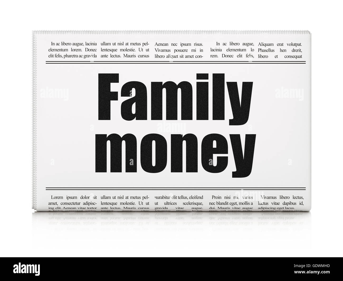 Banking concept: newspaper headline Family Money Stock Photo - Alamy
