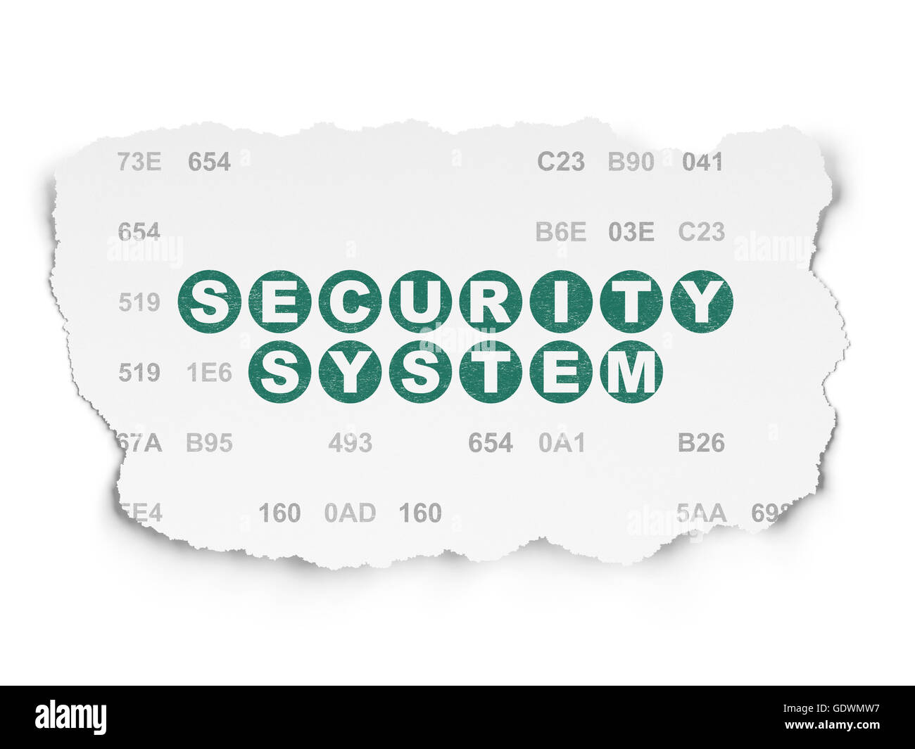 Protection concept: Security System on Torn Paper background Stock ...