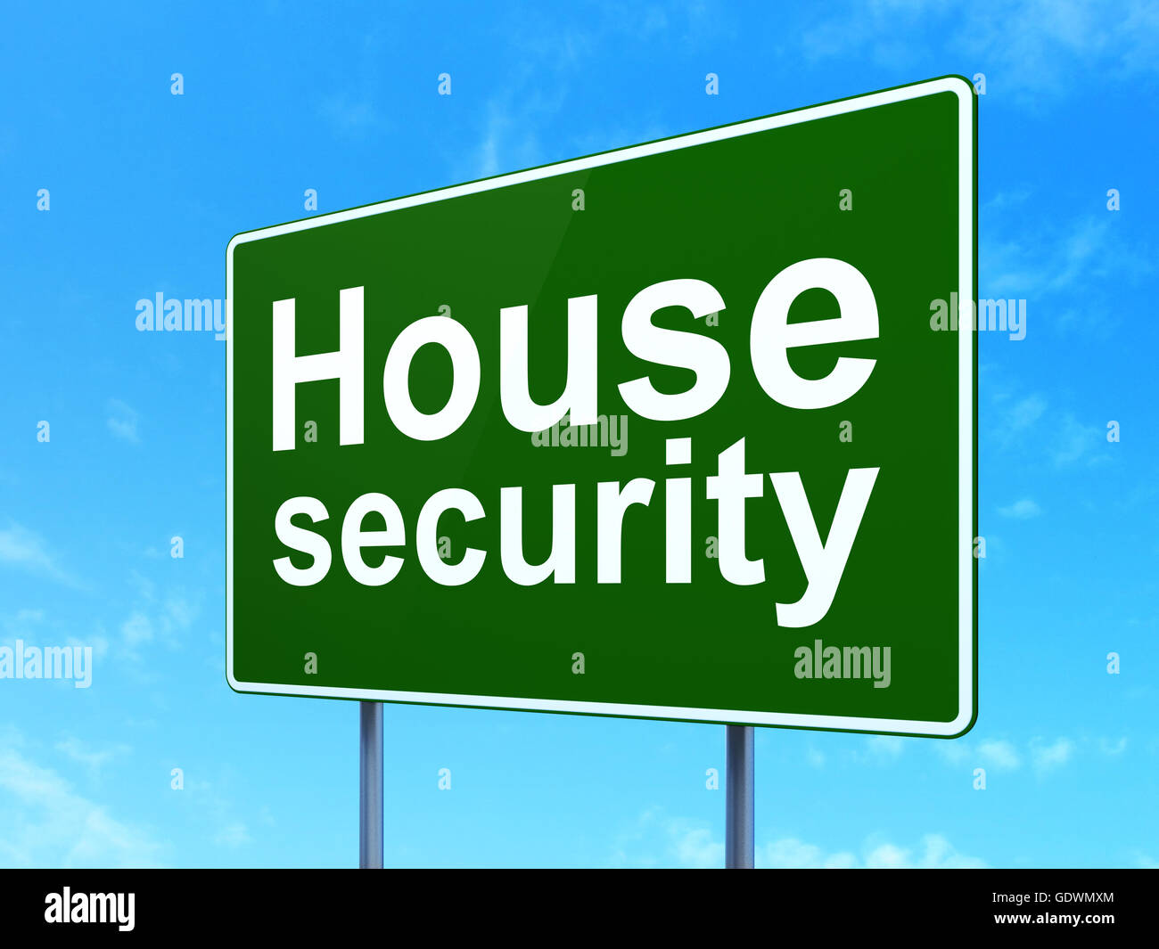 Safety concept: House Security on road sign background Stock Photo - Alamy